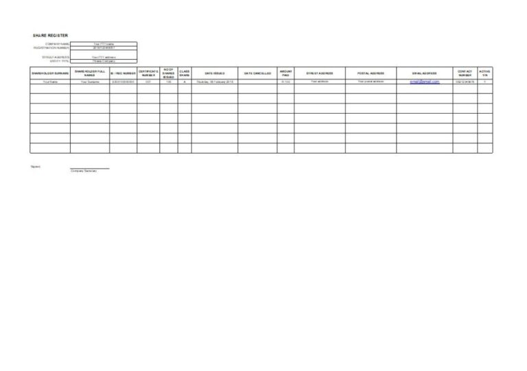 Free beneficial interest share register